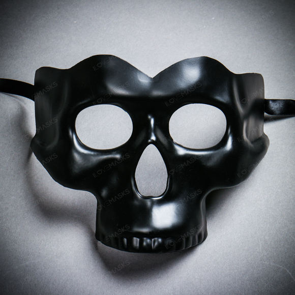ILOVEMASKS | Accessories | Halloween Half Skull Face Mask Masquerade Day Of The Dead Black ...
